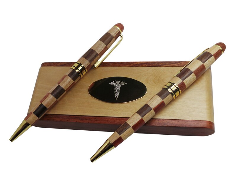 Medical Symbol Caduceus Wooden Pen in Wood Case and 2 Pens - Etsy Australia