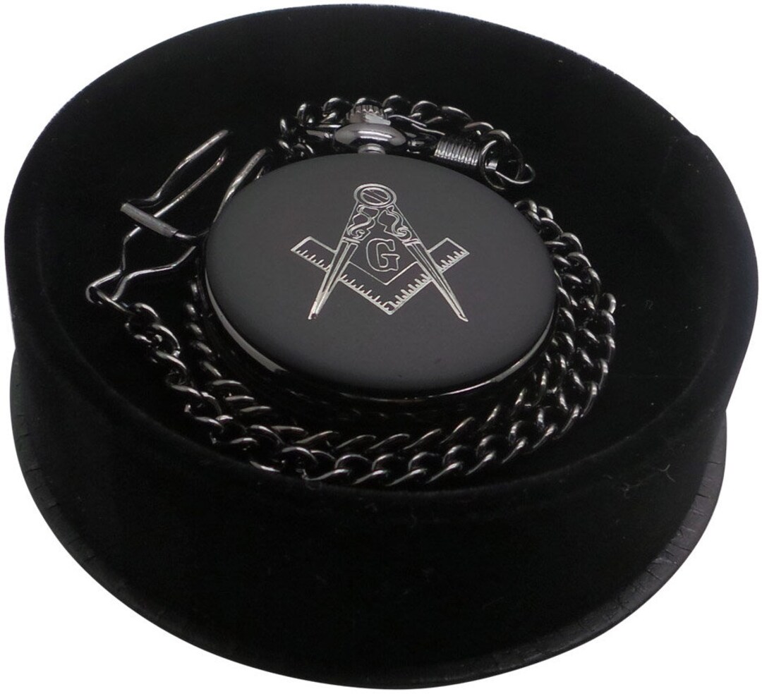 Masonic Freemasons Pocket Watch Matte Black Luxurious Full Hunter ...