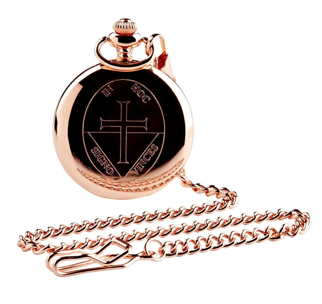 FREE Custom Engraving Knights Templar Cross 18 Carat Gold Coated Pocket ...