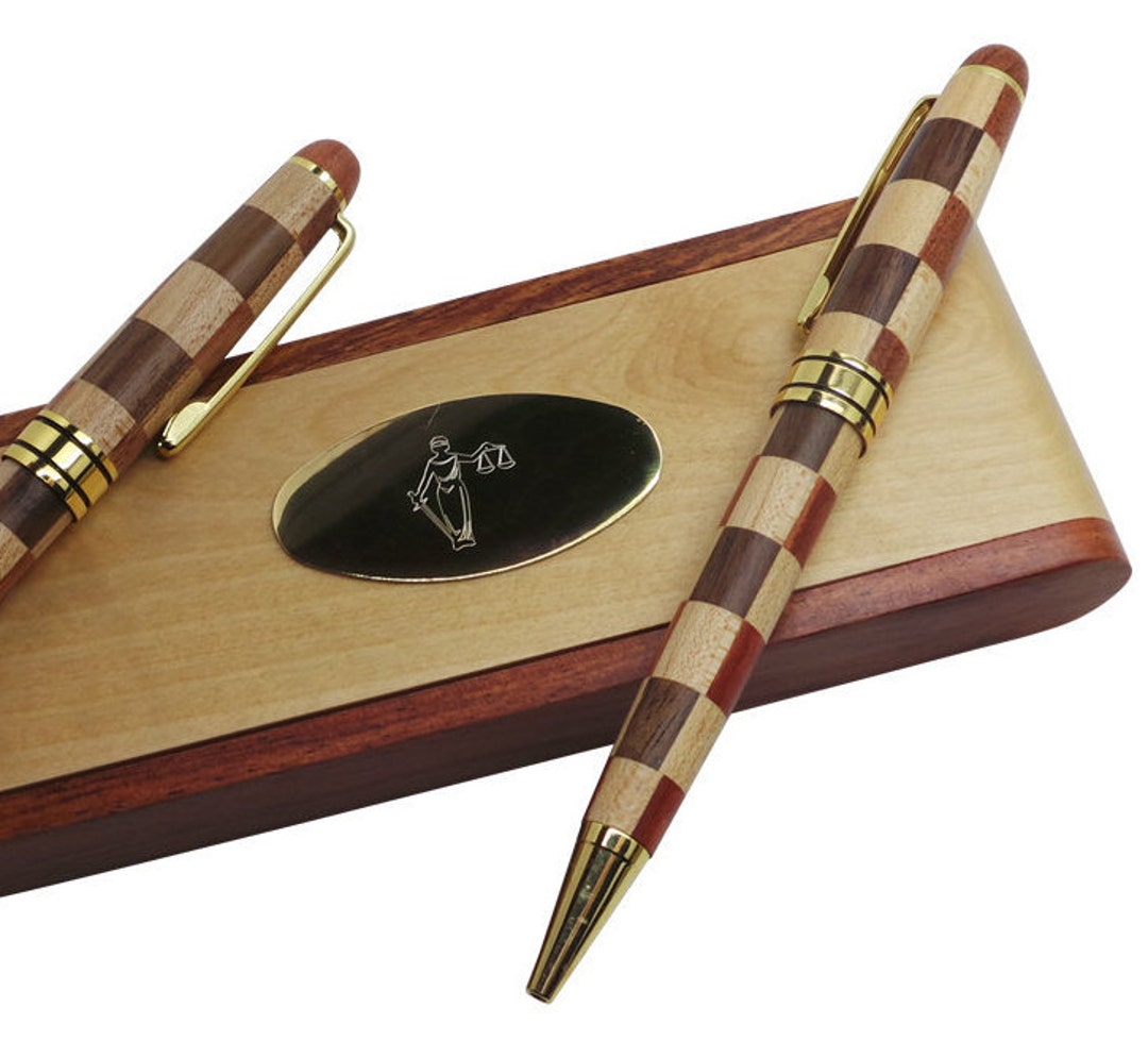 Law Symbol Wooden Pen in Wood Case and 2 Pens Double Set Luxury Legal ...