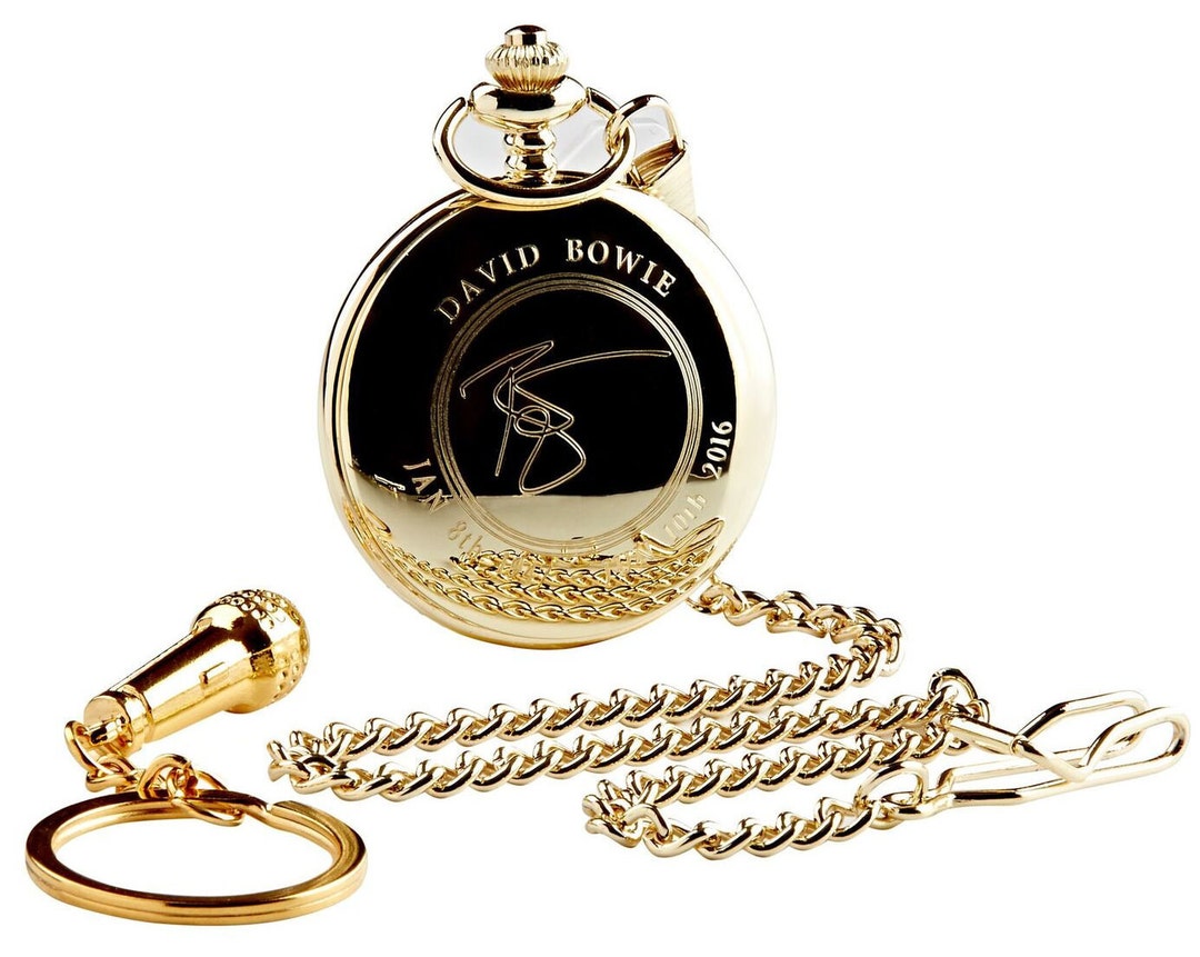 David Bowie Signed Custom Engraved 24 Carat Gold Coated Pocket Watch ...