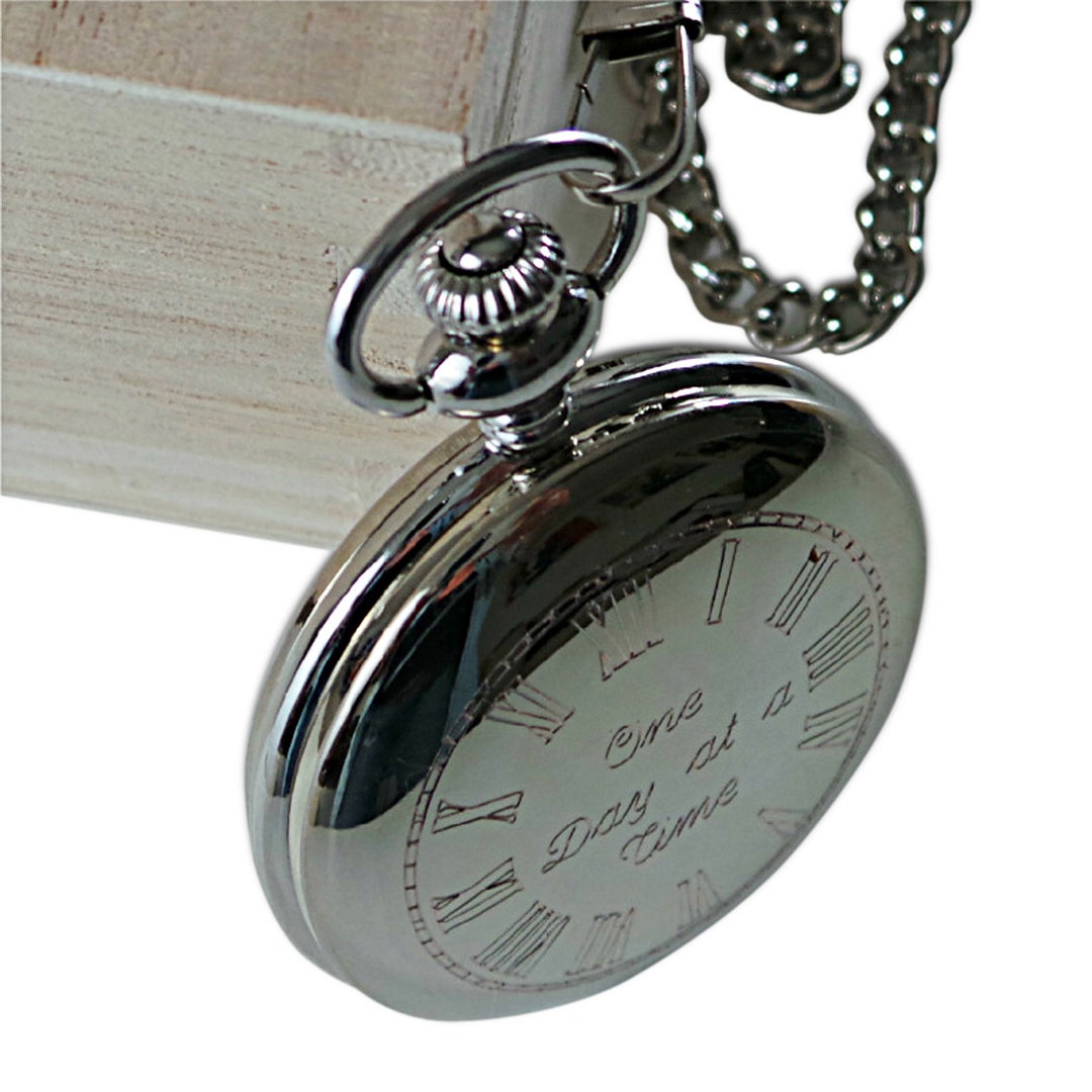 One Day at a Time Serenity Prayer Custom Engraved Pocket Watch in ...