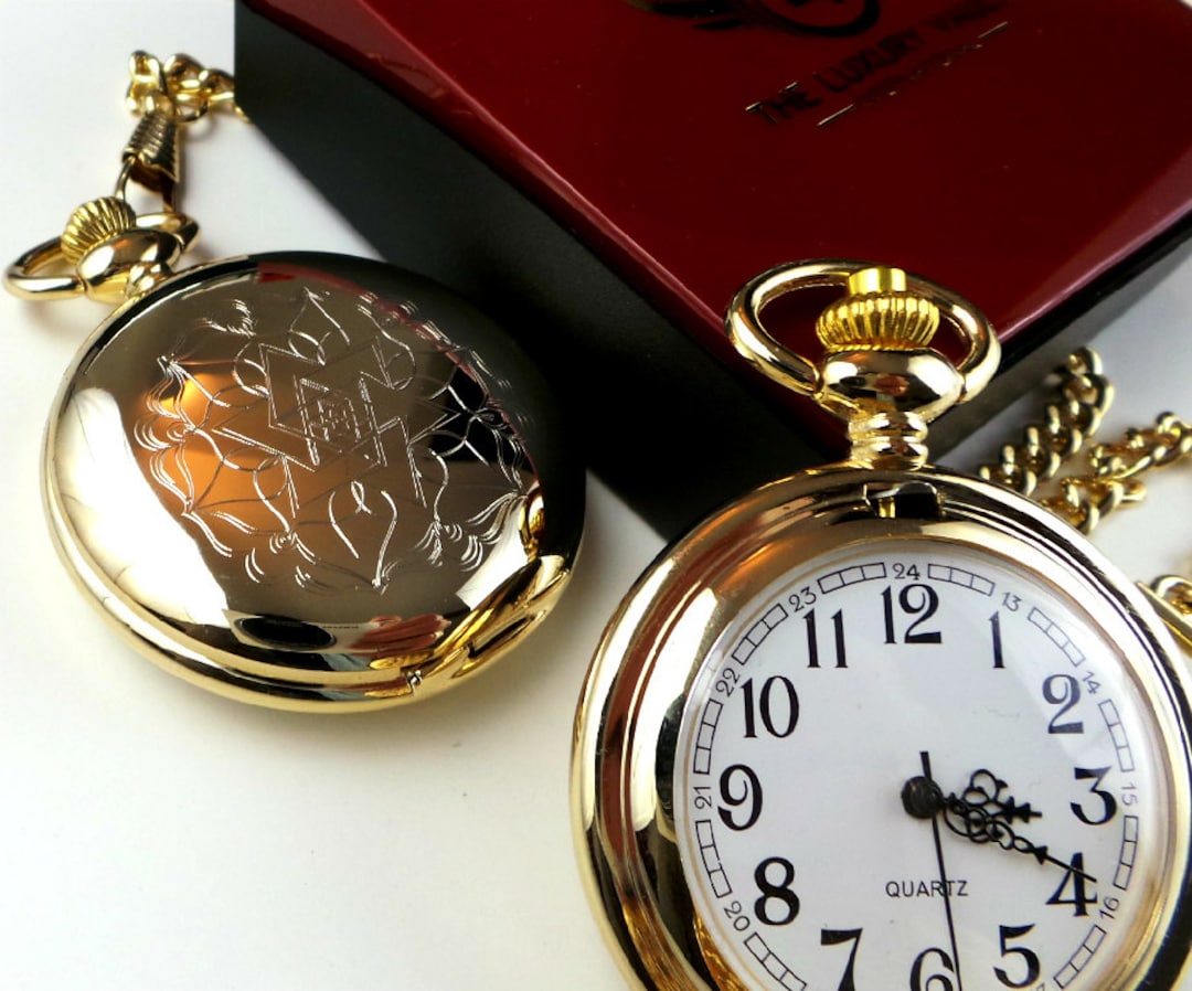 FREE Custom Engraving Star of David 24 Carat Gold Coated Pocket Watch ...