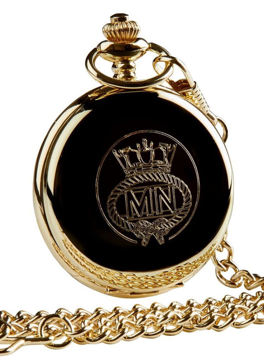 Personalised Merchant Navy Engraved 24 Carat Gold Clad Pocket Watch in ...