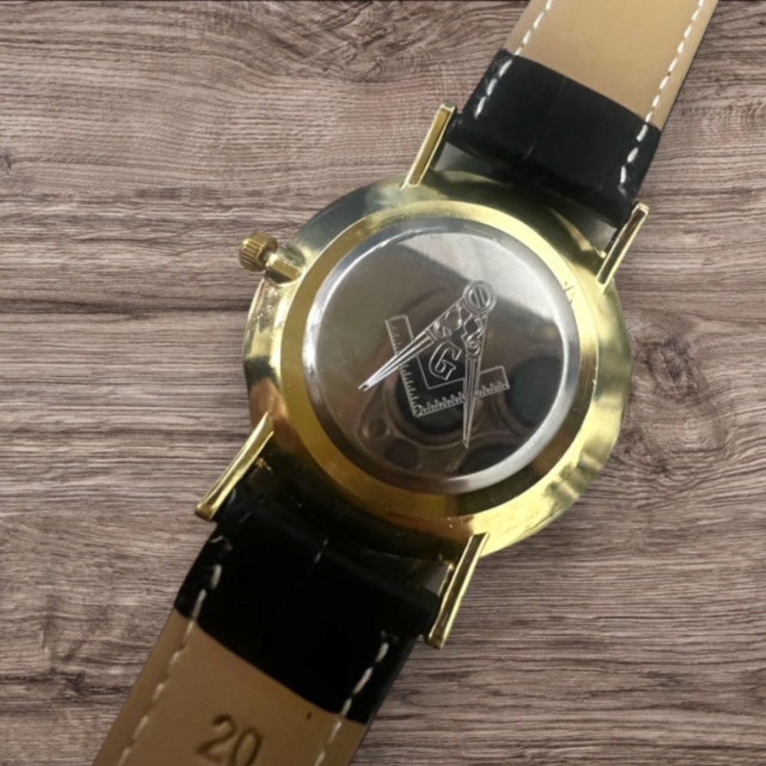 Personalised Masonic Wristwatch Genuine Leather Freemasons Wrist Watch ...