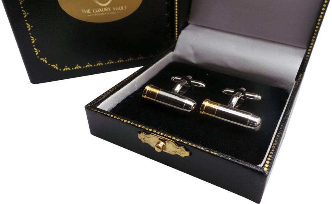 Bullet Cufflinks 24k Gold and Silver Coated in Luxurious Gift | Etsy