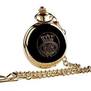 Personalised Merchant Navy Engraved 24 Carat Gold Clad Pocket Watch in ...