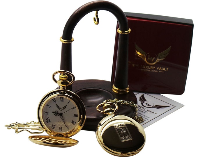 Rolls Royce Gold Pocket Watch Custom Free Engraving Wooden Gift and ...