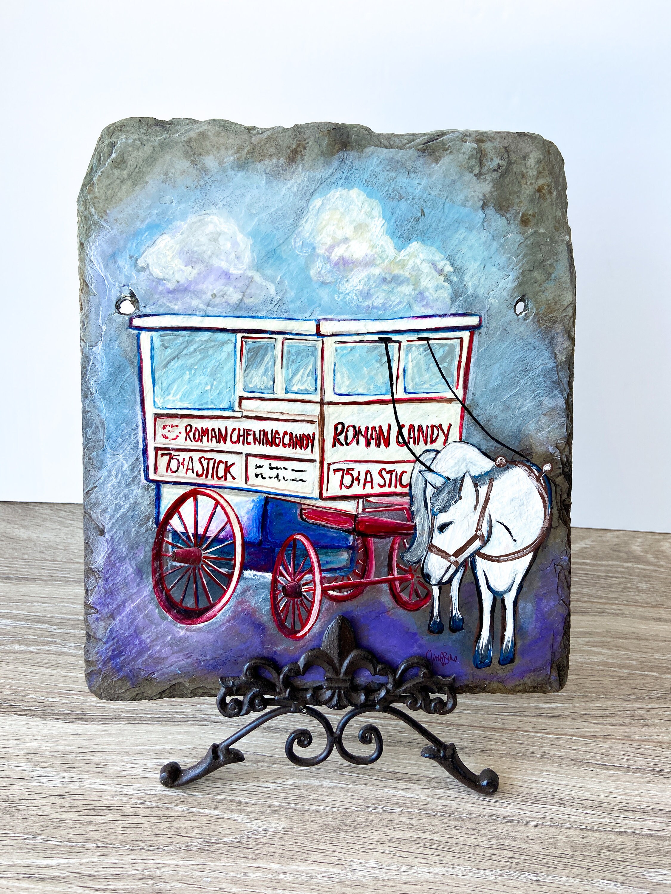 Audubon Zoo Taffy Cart Painting on New Orleans Roof Slate - Etsy