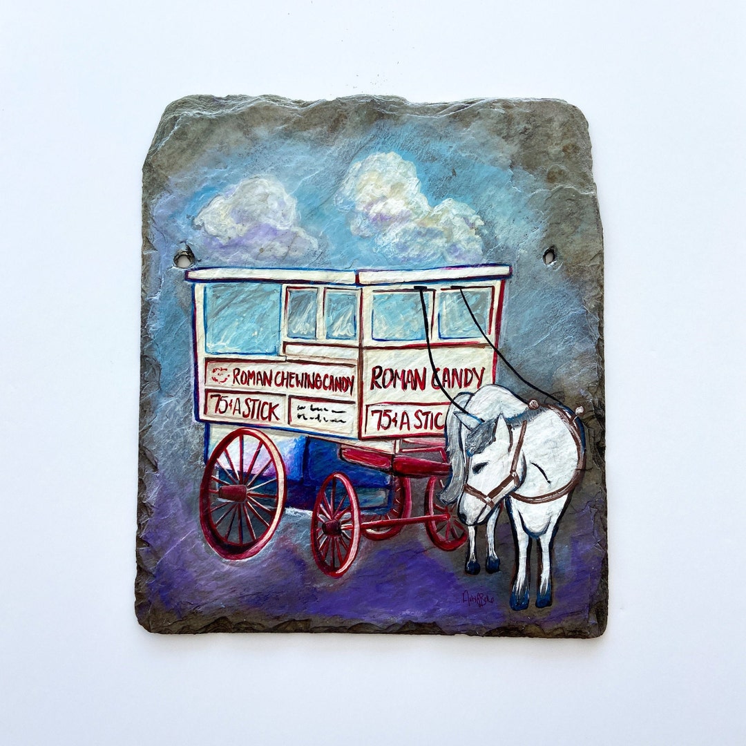 Audubon Zoo Taffy Cart Painting on New Orleans Roof Slate - Etsy