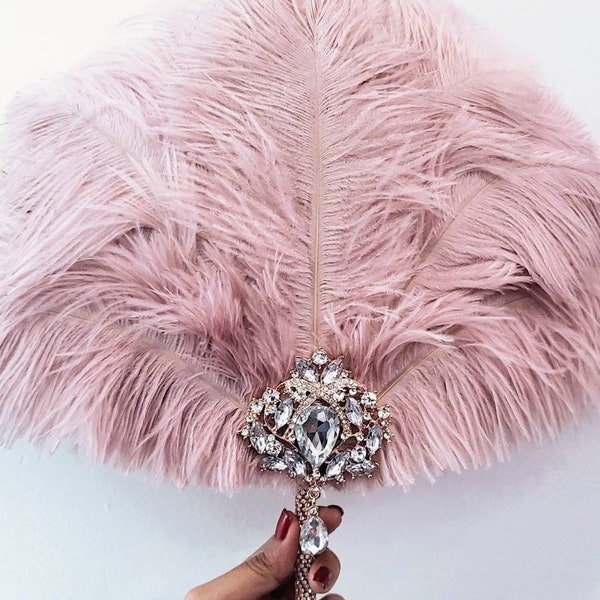 Any Color Feather Fan, Gold Gatsby Fan, Bridal Feather Fan, White ...