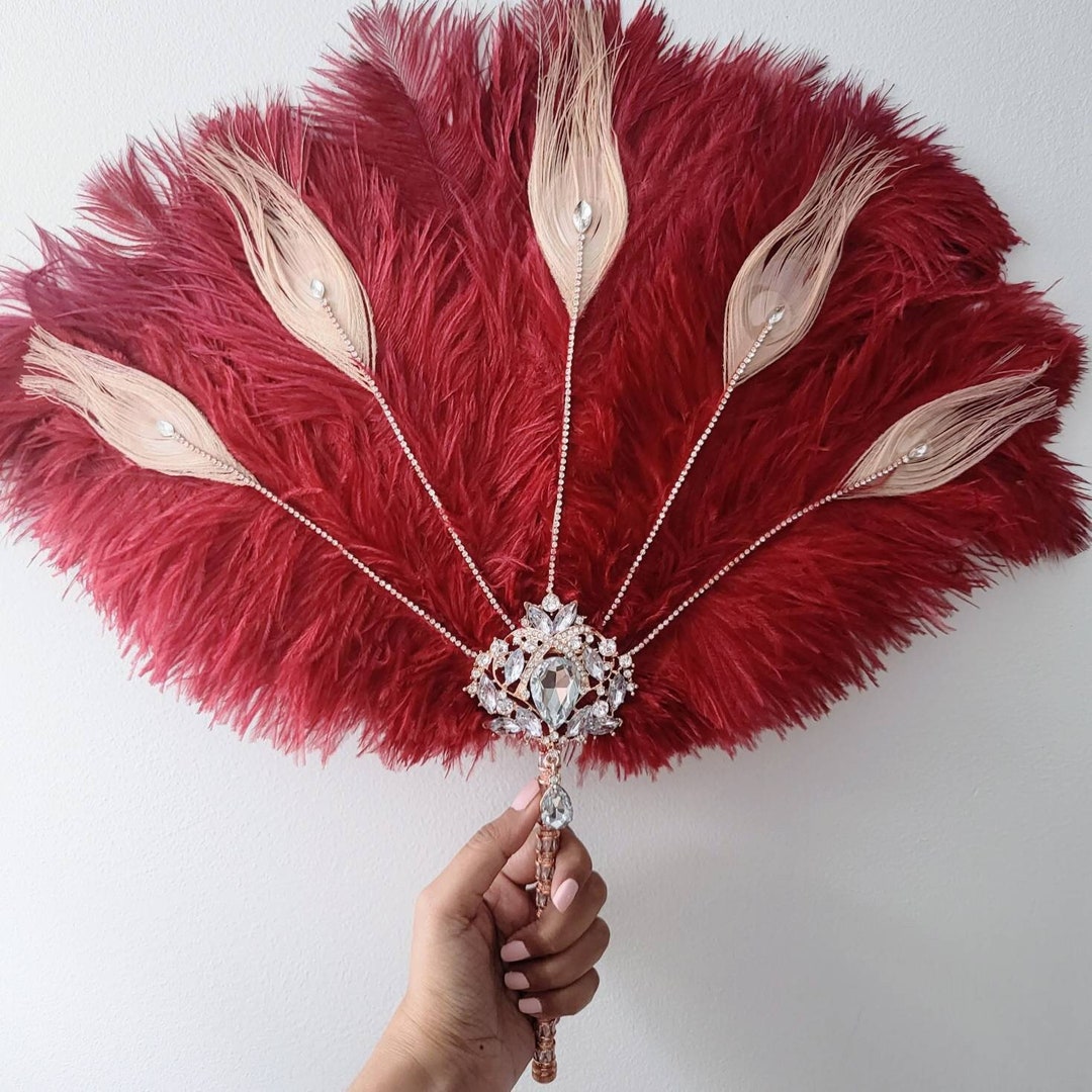 Any Color Feather Fan Gatsby Fan Bridal Feather Fan Wedding - Etsy