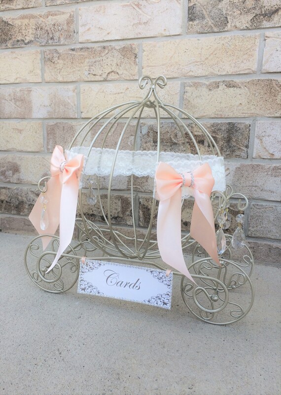 Cinderella Carriage Wedding Card Holder ANTIQUE WHITE CARRIAGE CARD