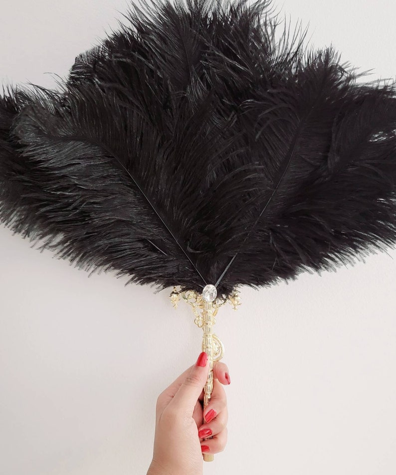 Any Color Feather Fan Gatsby Fan Bridal Feather Fan Wedding - Etsy
