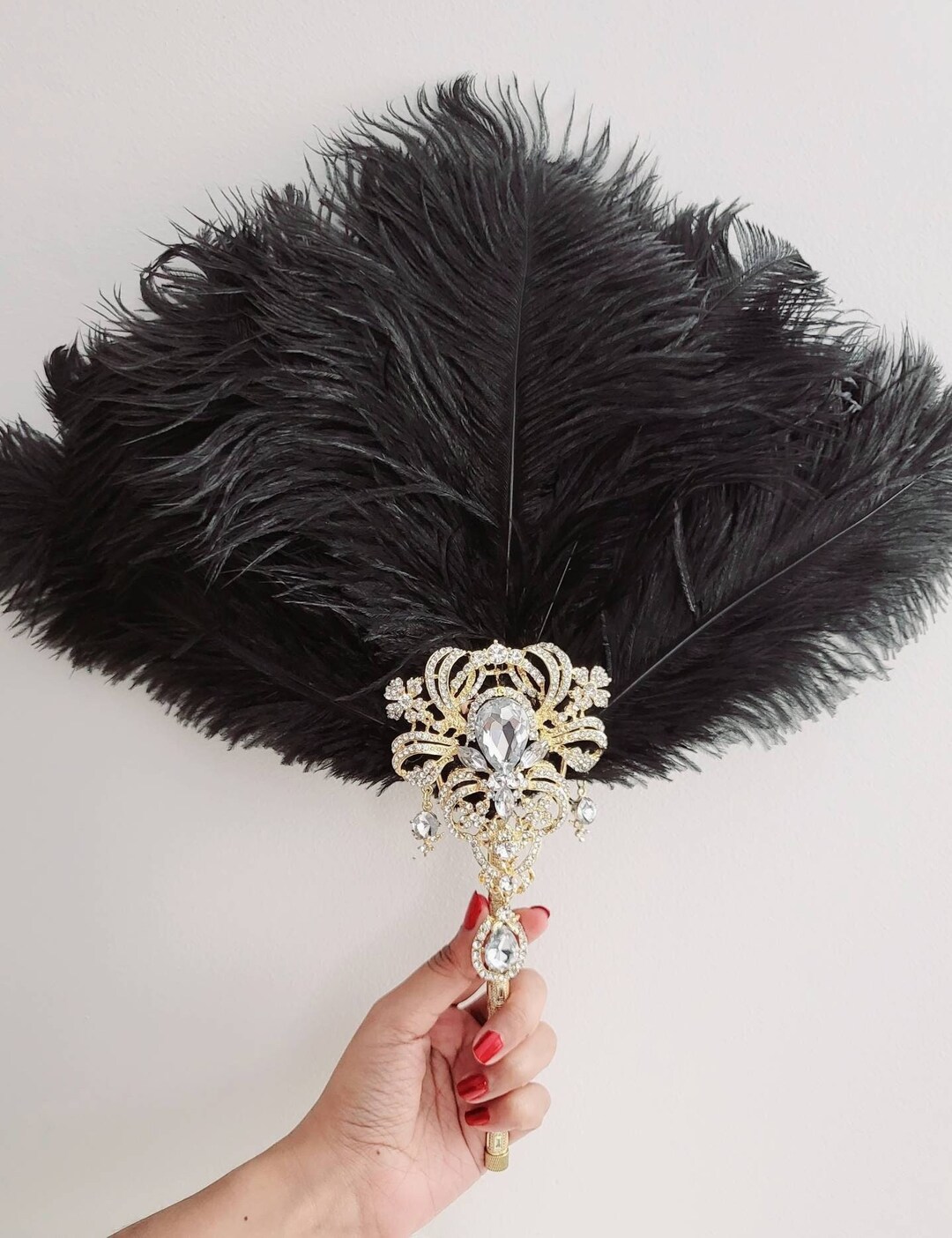 Any Color Feather Fan, Gatsby Fan, Bridal Feather Bouquet, Wedding Fan ...