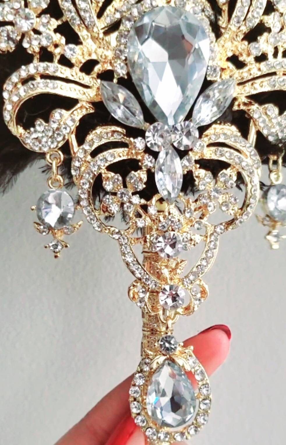 Any Color Feather Fan, Gatsby Fan, Bridal Feather Bouquet, Wedding Fan ...