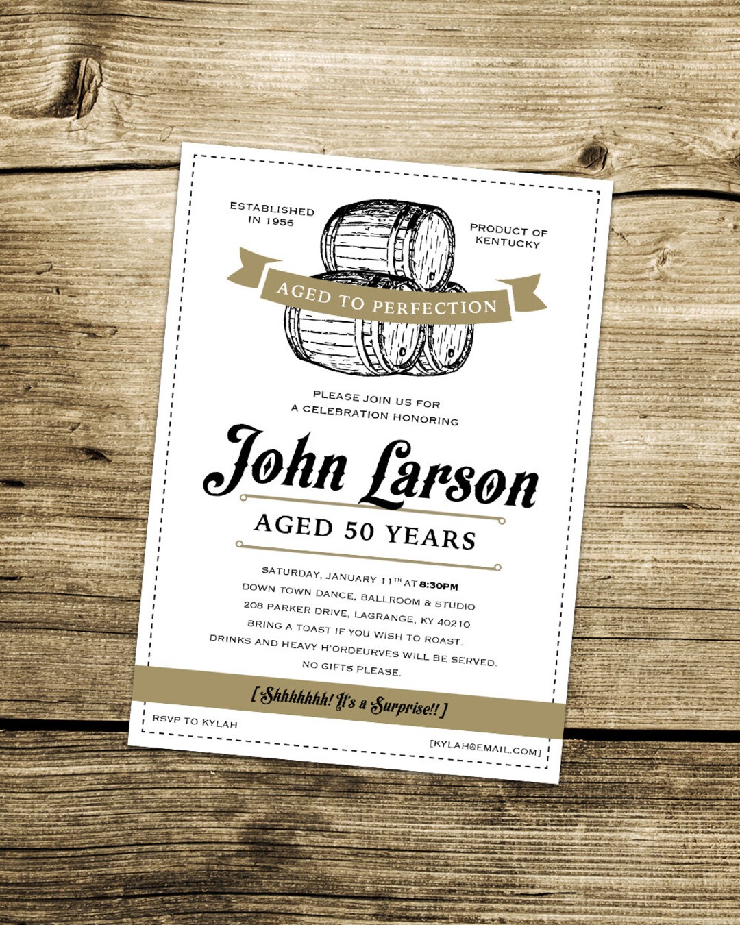 PRINTABLE Adult Bourbon Birthday Invite - Aged to Perfection - Barrel ...