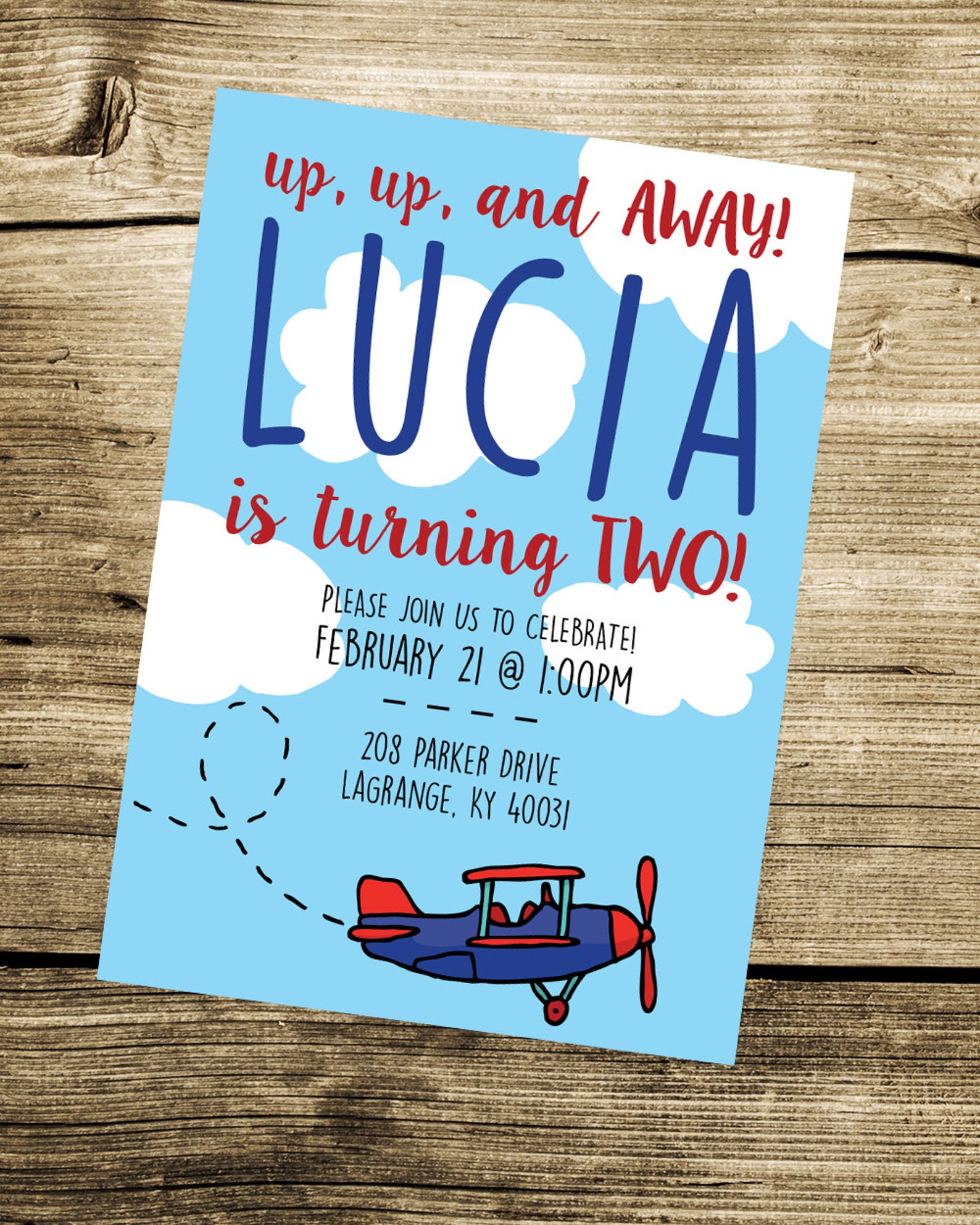 PRINTABLE Airplane Invitation Flight Custom Birthday Invite | Etsy