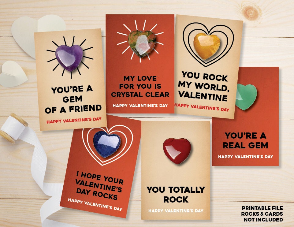 PRINTABLE Valentine's Rocks Crystals 3x4 Cards for Gemstones Heart ...