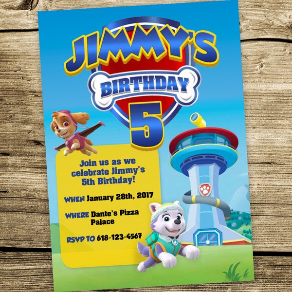 Paw Patrol Chase and Rubble Invitation - Etsy