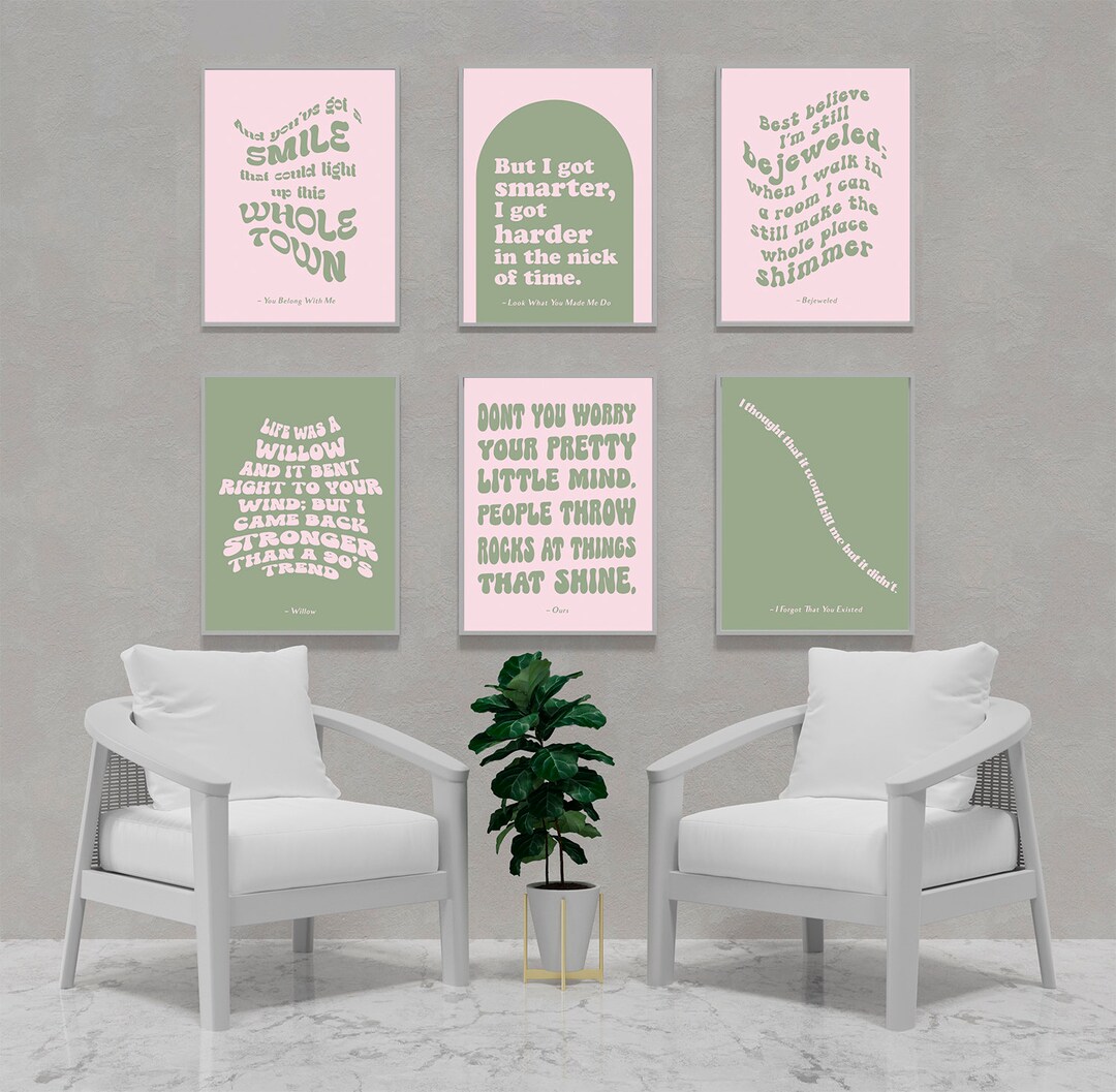 Taylor Swift Lyrics Downloadable Printable Wall Art Package 6 Different ...