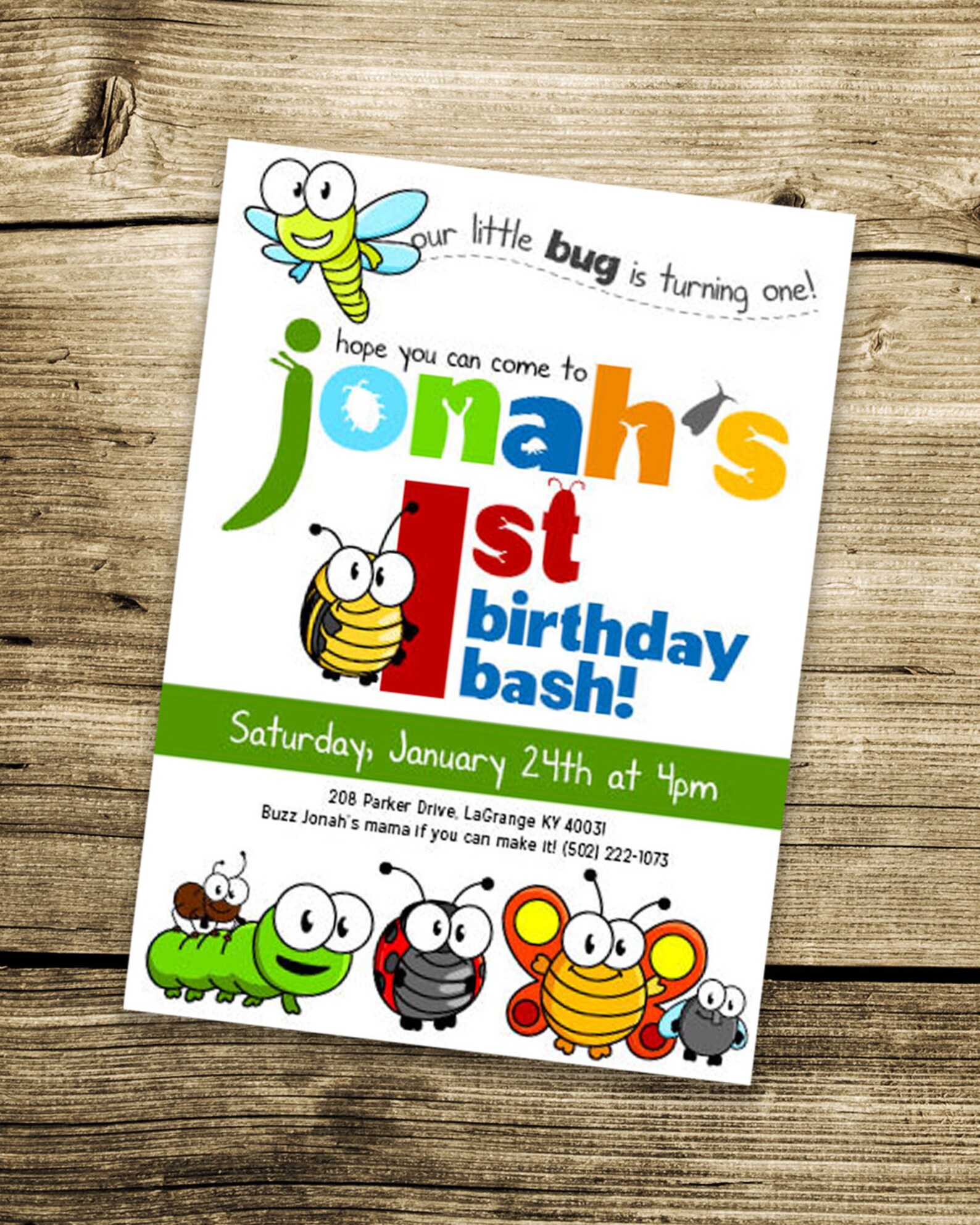 PRINTABLE Bug 1st Birthday Invitation - Little Bug- Custom Birthday ...