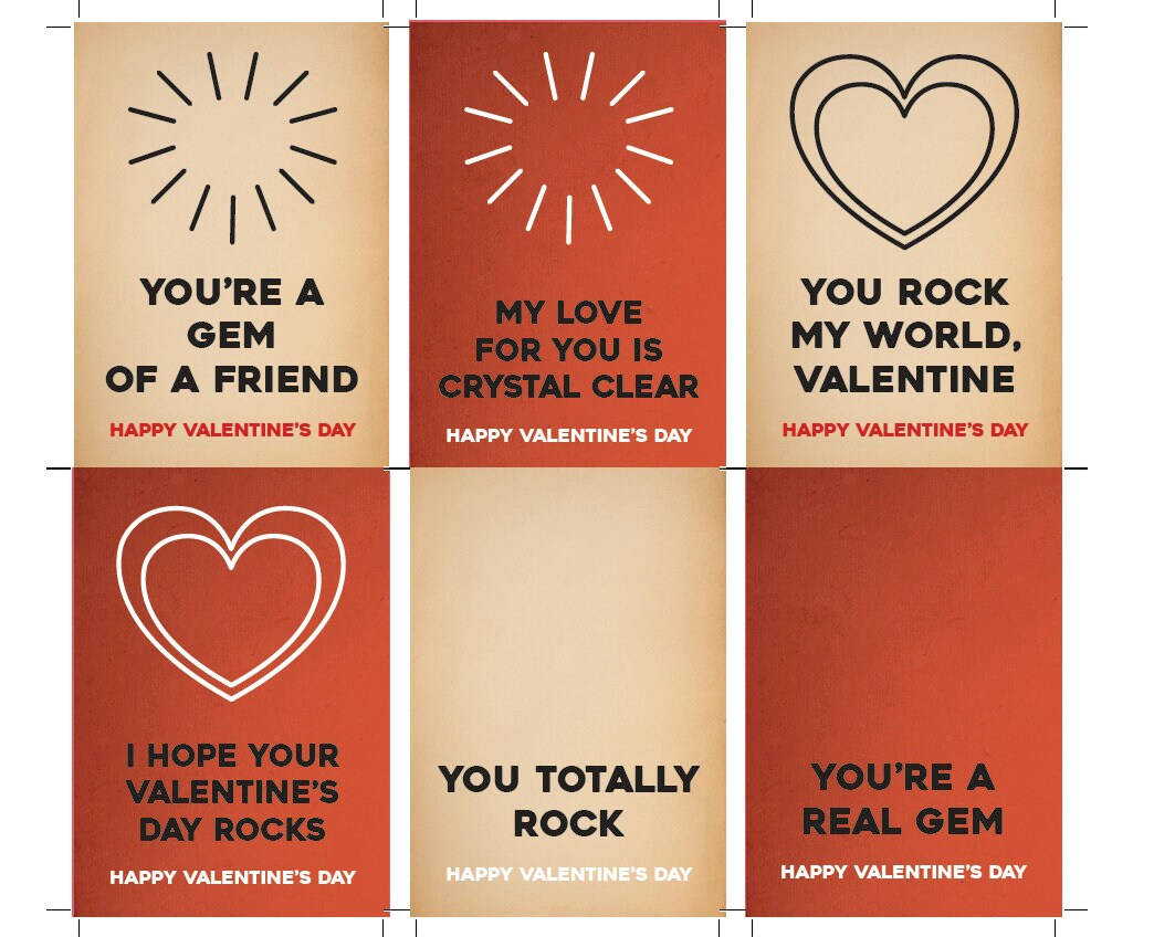 PRINTABLE Valentine's Rocks Crystals 3x4 Cards for Gemstones Heart ...