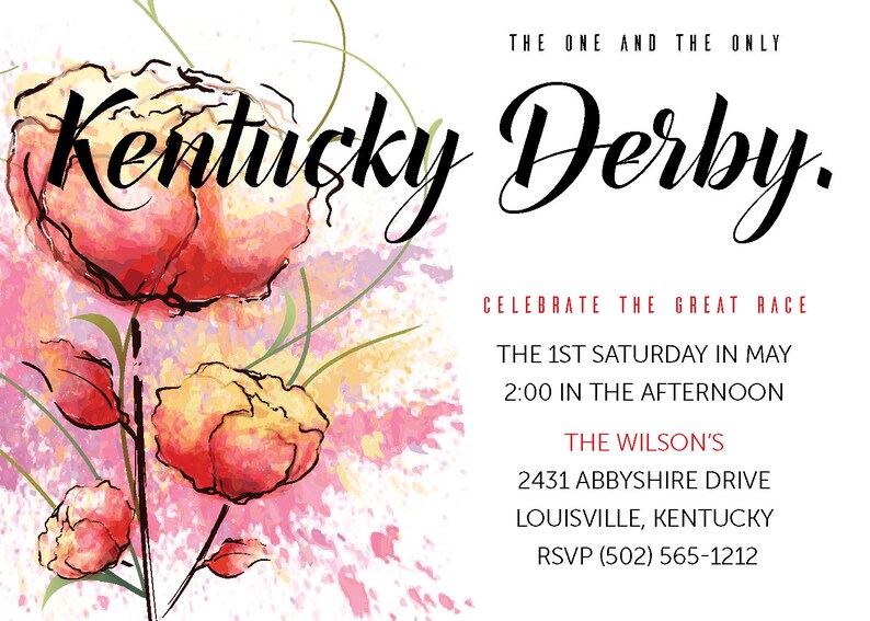 Kentucky Derby Party Invitation - Rose Derby Party Invite - Kentucky ...