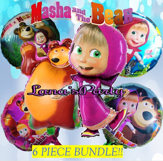 Set of 6 Masha and the Bear Happy Birthday Party Princess