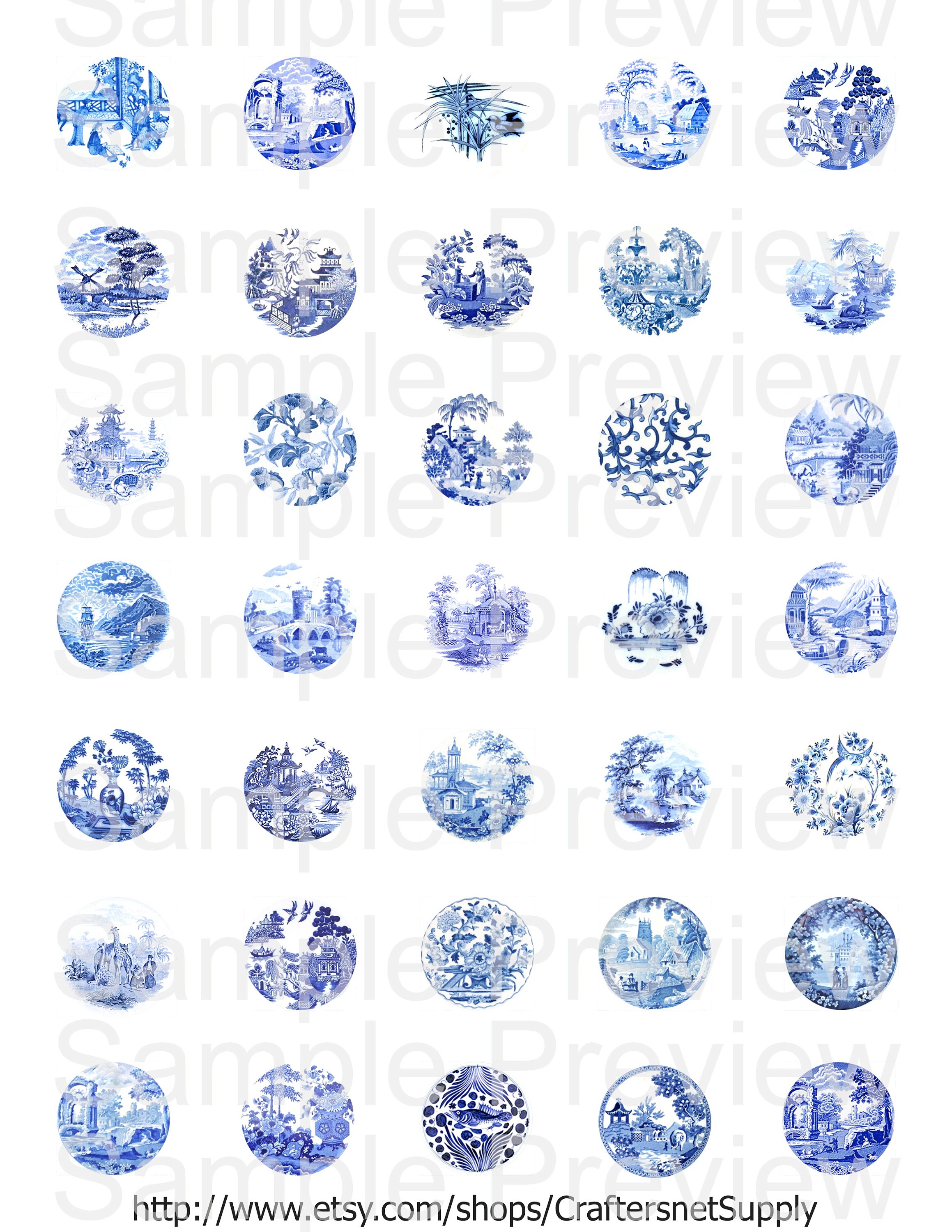 ANTIQUE BLUE CHINA Digital Bundle, 8 Files, 4 Sizes, Pdf & Svg Formats ...