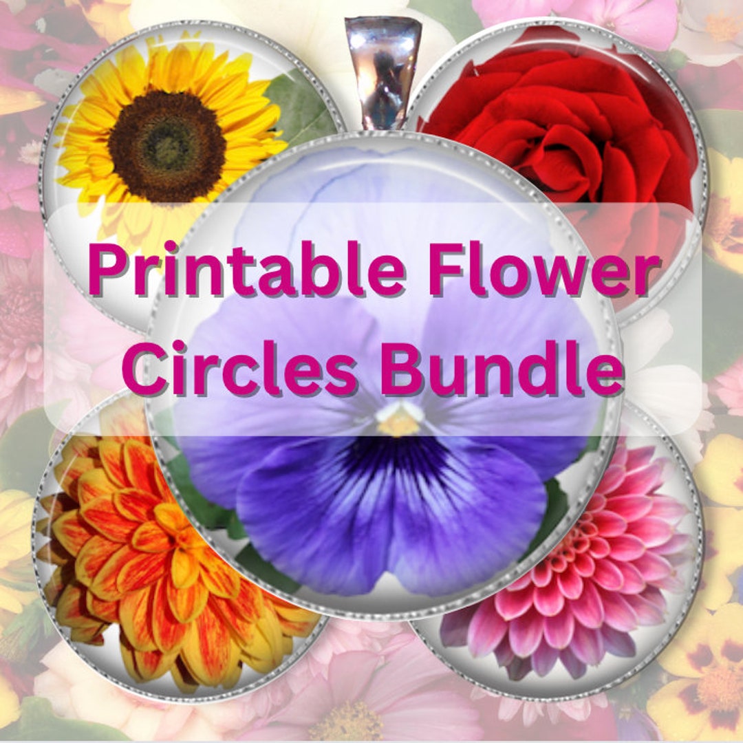 Flower Bundle Printable Circles for Flower Stickers and Flower DIY ...