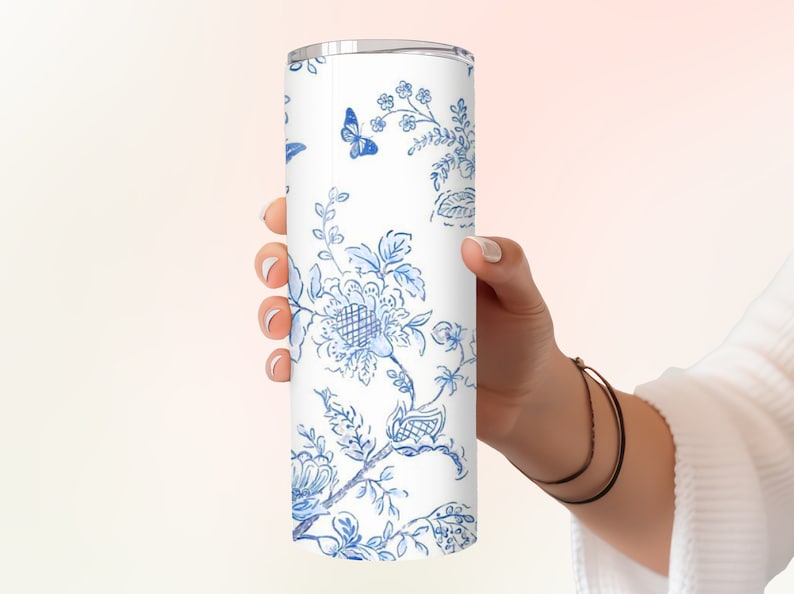 Antique Blue & White FLORAL Toile China Pattern for 20oz - Etsy