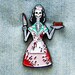 1950's Halloween Skeleton Diner Waitress Enamel Pin Bloody Cherry Pie ...