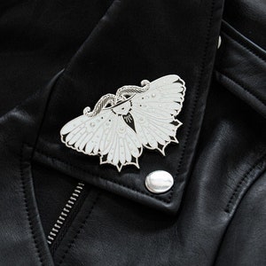 Sterling Silver Jeweled Moth Enamel Pin With Moissanite Gemstones ...