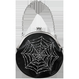 Spiderweb Convertible Clasp Handbag in Black - Spooky Halloween Fashion ...