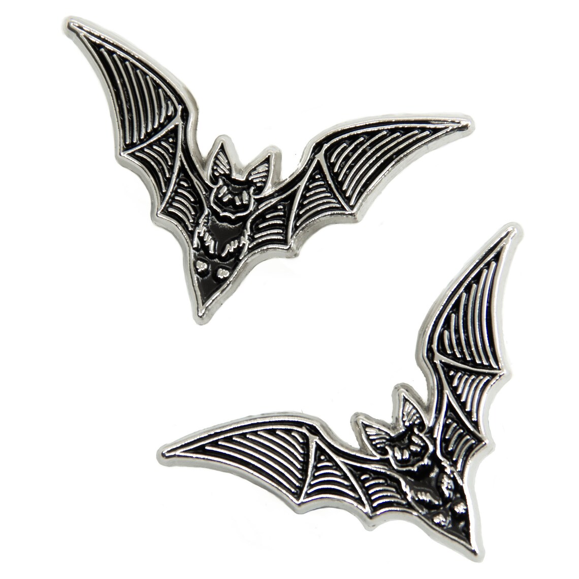 Bat Collar Point Enamel Pin Set of 2 Black and Silver - Etsy