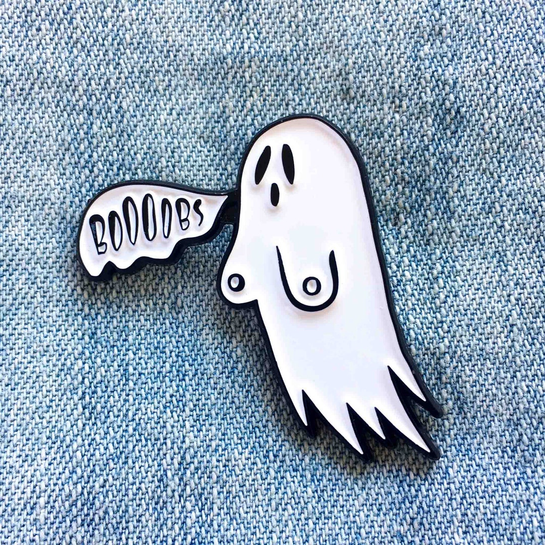 Ectogasm Spooky "boobs" Ghost Enamel Pin Cute Funny Horror Lapel Accessory Goth Alternative ...