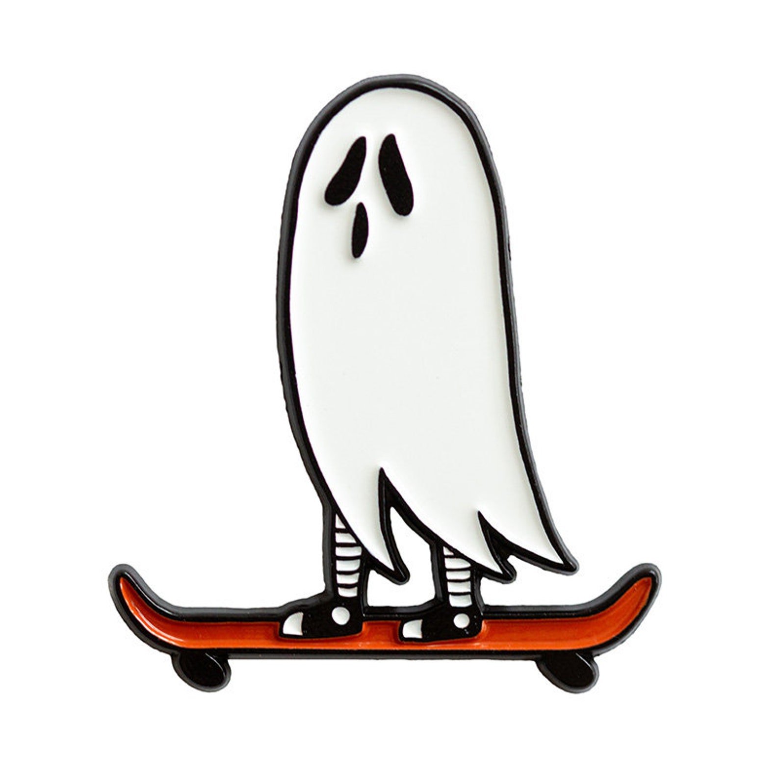 Skateboarding Ghost Enamel Pin - Funny Spooky Gothic Fashion ...