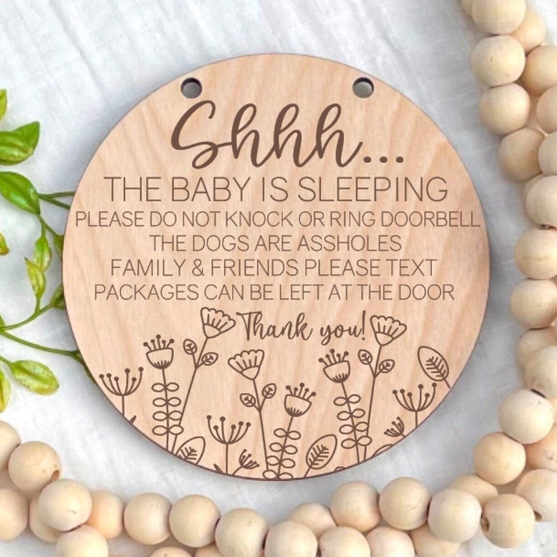 Sleeping Baby Door Sign - Etsy