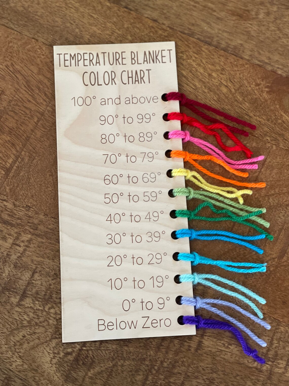 Temperature Blanket Color Chart Reusable Wood Card Crochet | Etsy Temperature Blanket Color Chart Reusable Wood Card Crochet | Etsy
