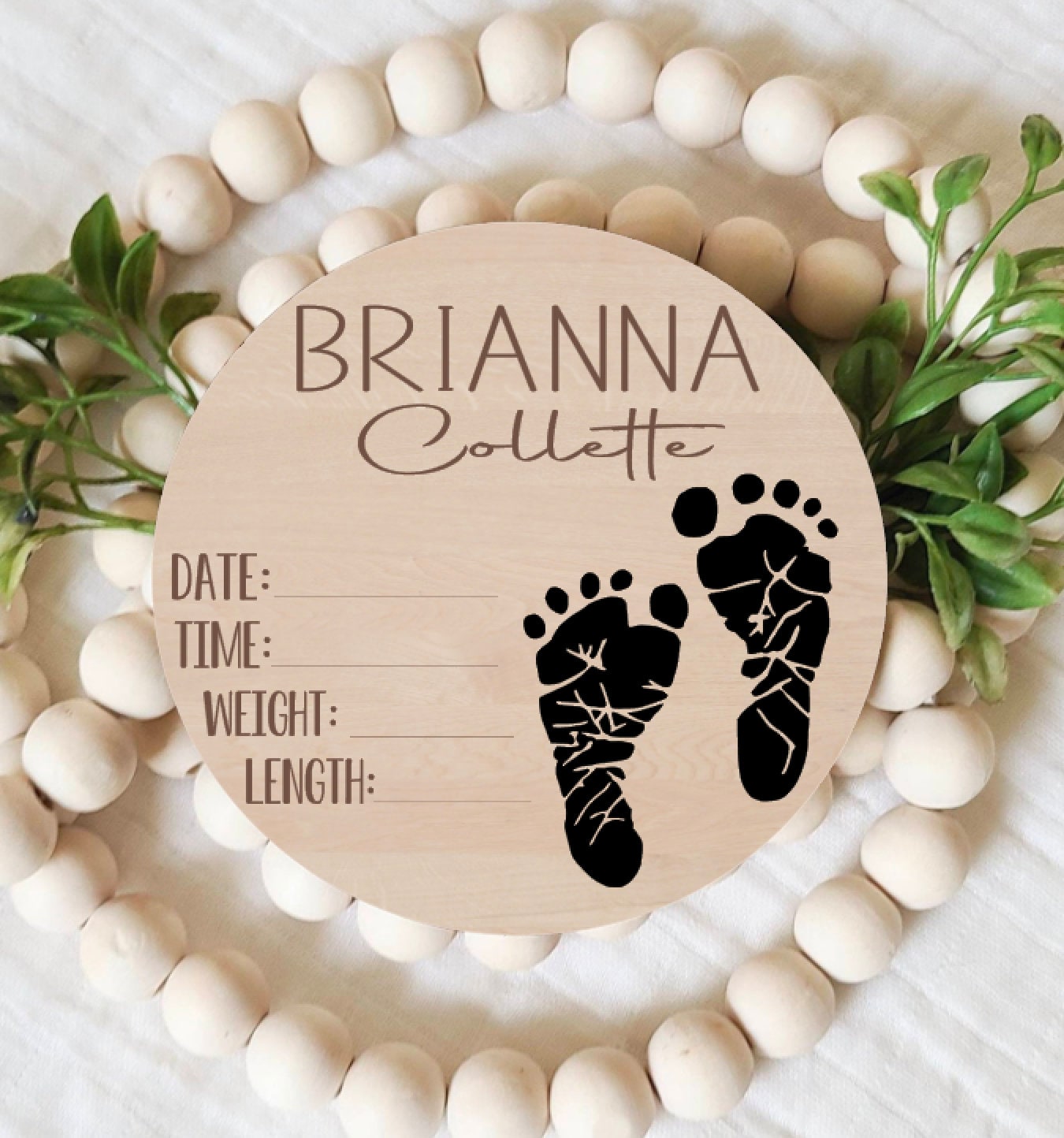 Baby Foot Print Sign, Personalized Birth Stat Sign, Foot Print Ready ...
