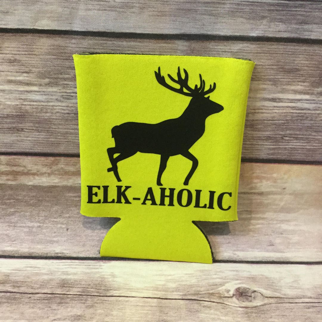 Hunting Elk Aholic Funny Party Favor Can Cooler Beverage Holder Drink ...