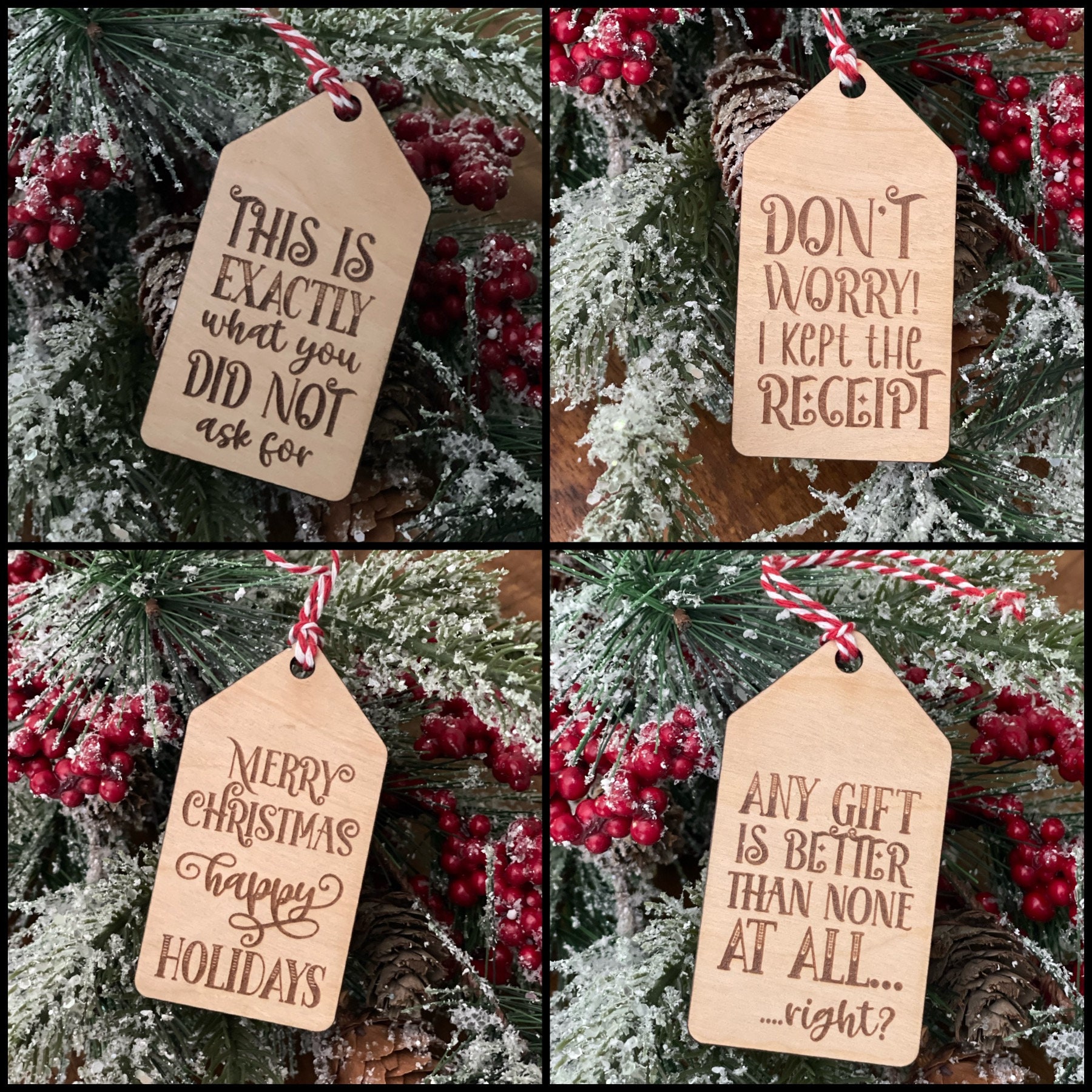 Christmas Gift Tags Wood Gift Tag Funny Christmas Gift Tags - Etsy
