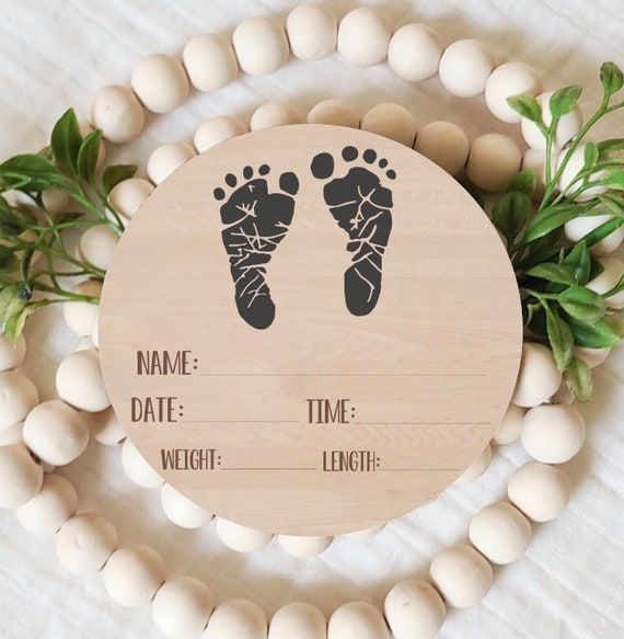 Baby Foot Print Sign Birth Stat Sign Foot Print Ready - Etsy