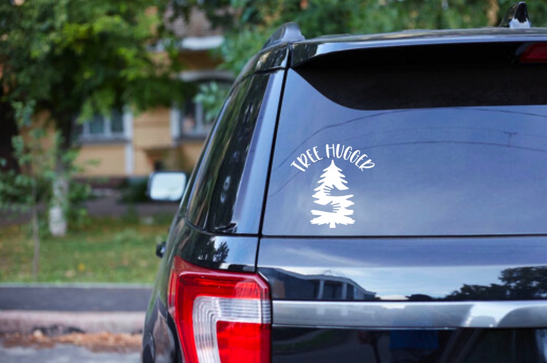 Tree Hugger Car Decal, Vinyl Bumper Sticker, Nature Lover Window Decal ...