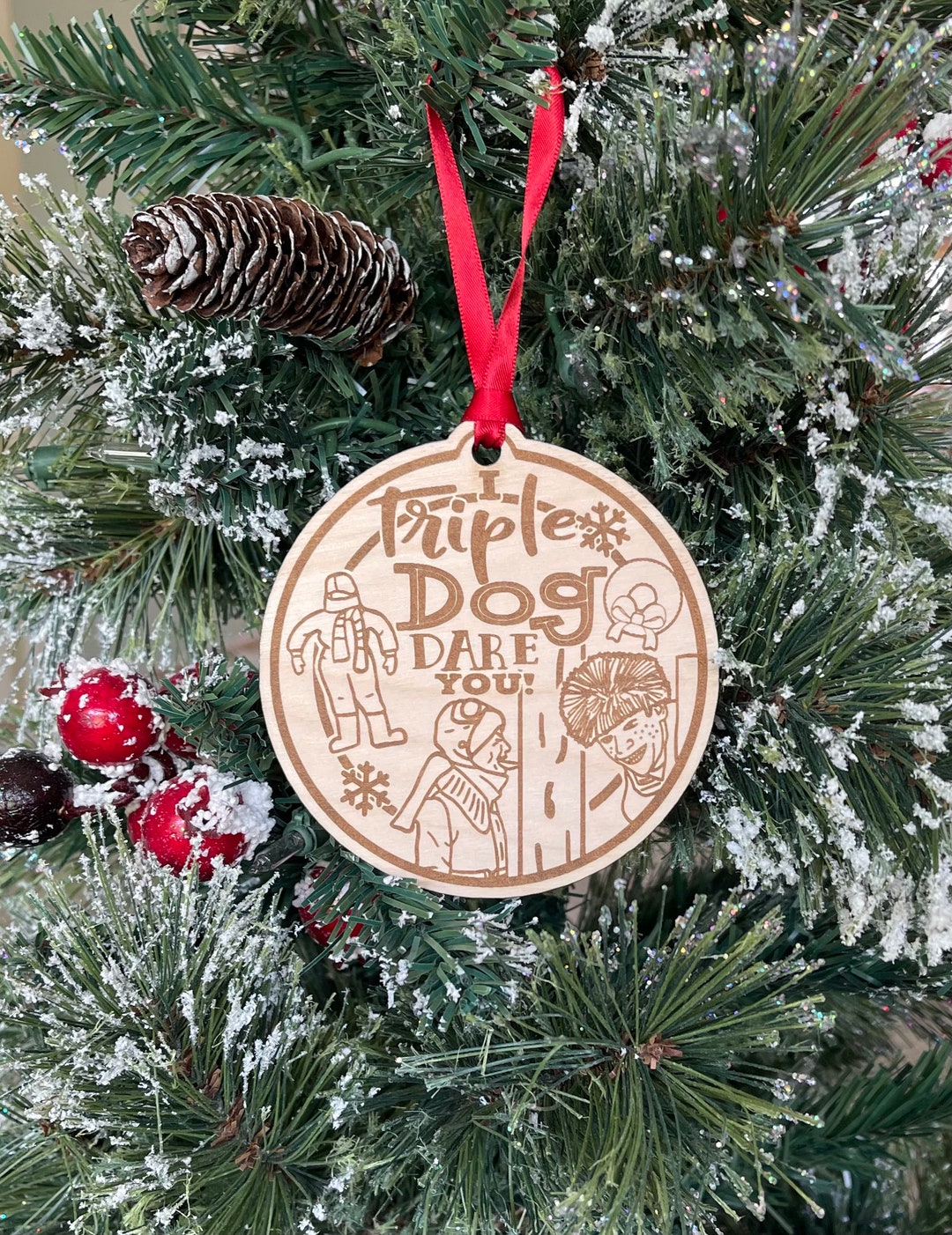 I Triple Dog Dare You, Laser Engraved Wood Ornament, Funny Stocking ...
