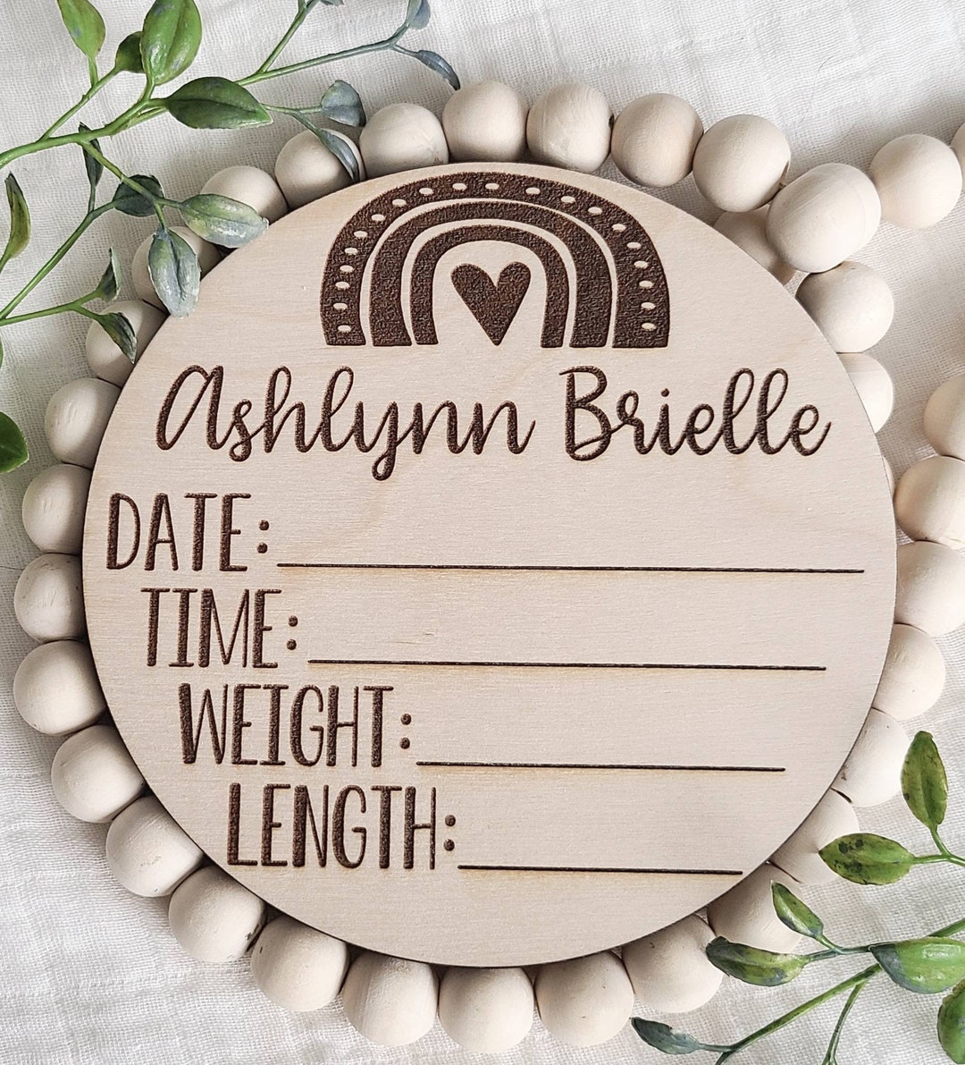 Rainbow Baby Birth Announcement Sign, Birth Stats, Laser Engraved Wood ...