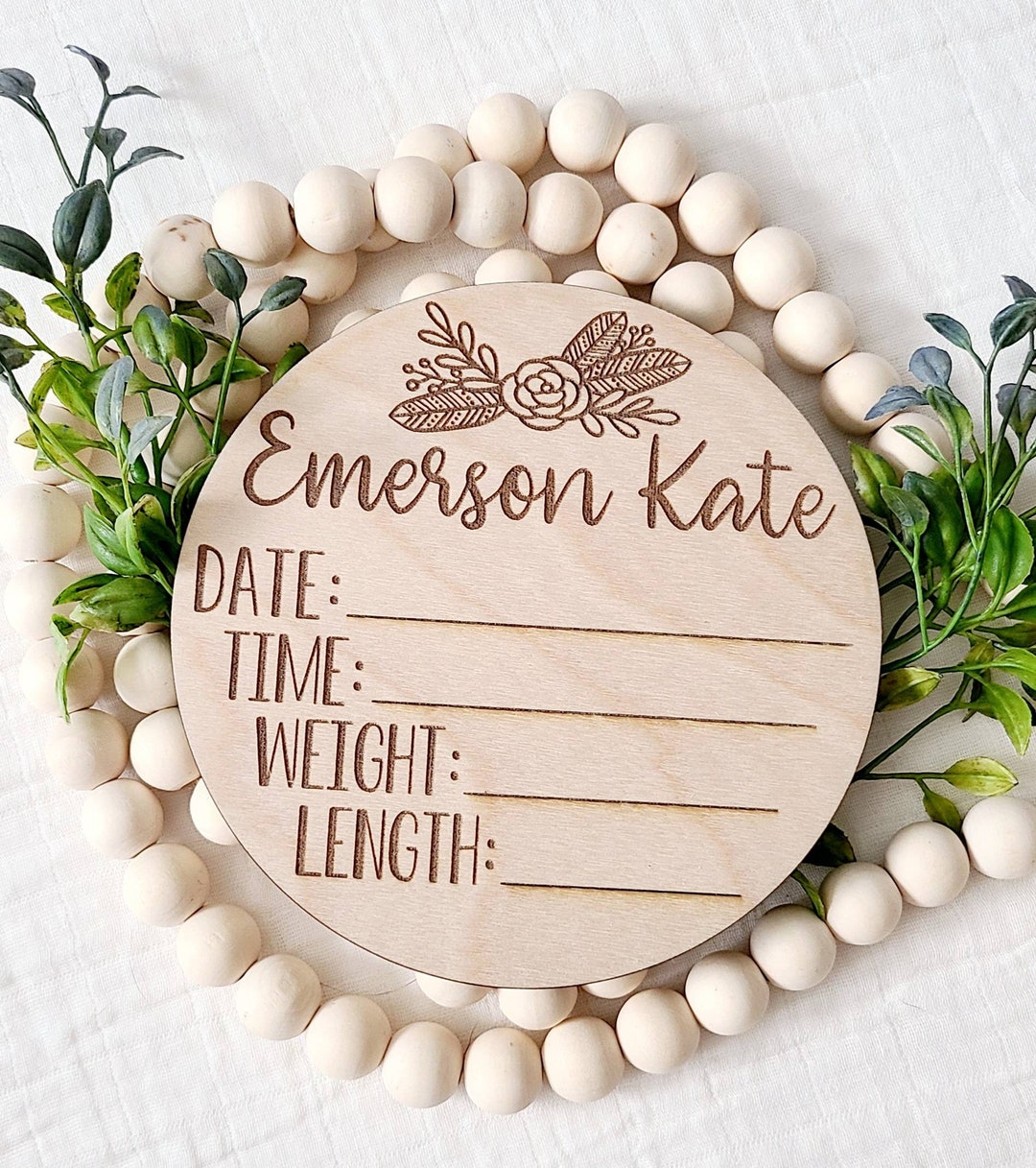 Wood Birth Announcement Sign, Birth Stats, Laser Engraved Wood, Newborn ...