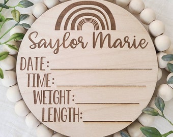 Personalized Birth Stats Sign, Birth Announcement , Laser Engraved Wood ...