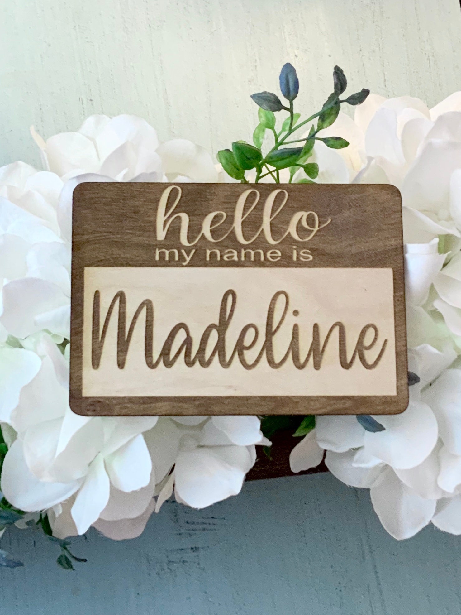 Birth Announcement Sign Hello My Name is Sign Laser Engraved - Etsy